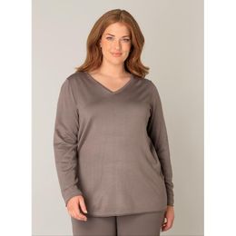 Base Level Curvy V-Ausschnitt-Pullover mit V-Ausschnitt dark taupe 52 52 Pullover von Base Level Curvy
