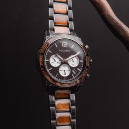 Holzkern; Holzuhr Tasman (Koa/Leadwood), Herren, Naturholz