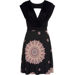 Beachtime by Lascana Damen Jerseykleid, schwarz-bedruckt, Gr&ouml;&szlig;e 40