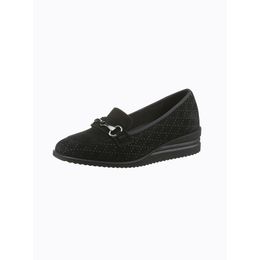 airsoft modern+ Damen Slipper gepr&auml;gtes Veloursleder, schwarz, Gr&ouml;&szlig;e 39