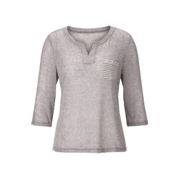 WITT Damen 3/4-Arm-Shirt leicht transparent, grau, Gr&ouml;&szlig;e 46
