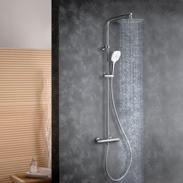 Fortis Wellness flat 250 XL Duschsystem mit Thermostat, 3-Strahl-Handbrause Push und Metall-Kopfbrause extraflach, 1069976PC,