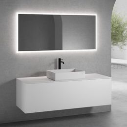 neoro n50 Unterschrank B: 160 cm mit 1 Auszug, Waschtisch B: 58 cm wei&szlig; matt, mit n30 Spiegel,, BN0065WM+BN0495WM+BN0405WH+BN0007MI,