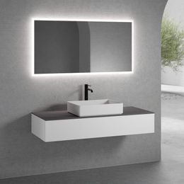 neoro n50 Unterschrank B: 140 cm mit 1 Auszug, Waschtisch B: 58 cm wei&szlig; matt, mit n30 Spiegel,, BN0065WM+BN0492WM+BN0408GR+BN0006MI,