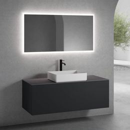 neoro n50 Unterschrank B: 140 cm mit 1 Auszug, Waschtisch B: 58 cm wei&szlig; matt, mit n30 Spiegel,, BN0065WM+BN0494BM+BN0408GR+BN0006MI,