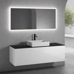 neoro n50 Unterschrank B: 160 cm mit 1 Auszug, Waschtisch B: 58 cm wei&szlig; matt, mit n30 Spiegel,, BN0065WM+BN0495WH+BN0405BM+BN0007MI,