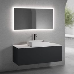 neoro n50 Unterschrank B: 140 cm mit 1 Auszug, Waschtisch B: 58 cm wei&szlig; matt, mit n30 Spiegel,, BN0065WM+BN0494BM+BN0408WH+BN0006MI,