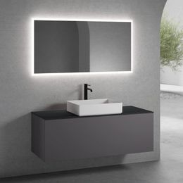 neoro n50 Unterschrank B: 140 cm mit 1 Auszug, Waschtisch B: 58 cm wei&szlig; matt, mit n30 Spiegel,, BN0065WM+BN0494GR+BN0408BM+BN0006MI,