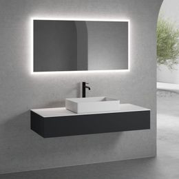 neoro n50 Unterschrank B: 140 cm mit 1 Auszug, Waschtisch B: 58 cm wei&szlig; matt, mit n30 Spiegel,, BN0065WM+BN0492BM+BN0408WM+BN0006MI,