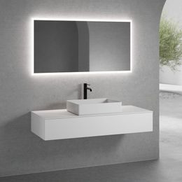 neoro n50 Unterschrank B: 140 cm mit 1 Auszug, Waschtisch B: 58 cm wei&szlig; matt, mit n30 Spiegel,, BN0065WM+BN0492WM+BN0408WH+BN0006MI,