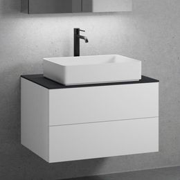 neoro n50 Unterschrank B: 80 cm mit 2 Ausz&uuml;gen, Waschtisch B: 58 cm wei&szlig; matt,, BN0065WM+BN0422WM+BN0402BM,