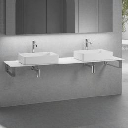 neoro n50 Slim-Konsolenplatte B: 200 cm mit 2 Waschtischen B: 58 cm wei&szlig; matt,, 2#BN0065WM+BN0406WH+BN0507WM+2#BN000003+2#BN000001,