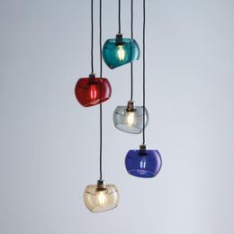 Licht Im Raum Glass Moons 5 Pendelleuchte, E27, 233DL050WS, Fall