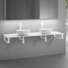 neoro n50 Slim-Konsolenplatte B: 180 cm mit 2 Waschtischen &Oslash; 40 cm wei&szlig; matt,, 2#BN0064WM+BN0409WH+BN0506WM+2#BN000004+2#BN000001,