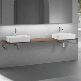 neoro n50 Slim-Konsolenplatte B: 220 cm mit 2 Waschtischen B: 58 cm wei&szlig; matt,, 2#BN0065WM+BN0415WL+BN0508BM+2#BN000003+3#BN000002,