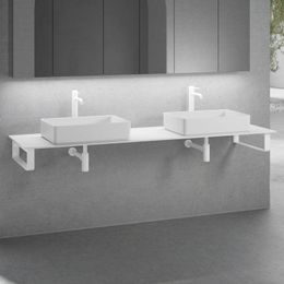 neoro n50 Slim-Konsolenplatte B: 200 cm mit 2 Waschtischen B: 58 cm wei&szlig; matt,, 2#BN0065WM+BN0406WM+BN0507WM+2#BN000004+2#BN000001,