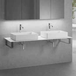 neoro n50 Slim-Konsolenplatte B: 160 cm mit 2 Waschtischen B: 58 cm wei&szlig; matt,, 2#BN0065WM+BN0405WH+BN0505WM+2#BN000003+BN000001,