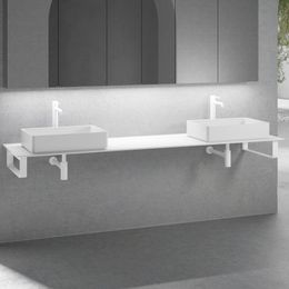 neoro n50 Slim-Konsolenplatte B: 220 cm mit 2 Waschtischen B: 58 cm wei&szlig; matt,, 2#BN0065WM+BN0415WM+BN0508WM+2#BN000004+3#BN000001,