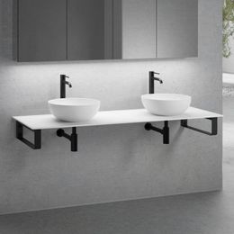 neoro n50 Slim-Konsolenplatte B: 160 cm mit 2 Waschtischen &Oslash; 45 cm wei&szlig; matt,, 2#BN0106WM+BN0405WH+BN0505WM+2#BN000005+BN000002,