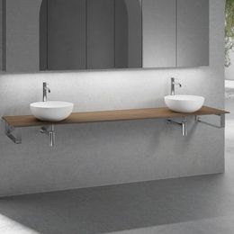 neoro n50 Slim-Konsolenplatte B: 220 cm mit 2 Waschtischen &Oslash; 40 cm wei&szlig; matt,, 2#BN0064WM+BN0415WL+BN0508BM+2#BN000003+3#BN000002,