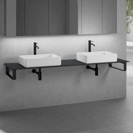 neoro n50 Slim-Konsolenplatte B: 200 cm mit 2 Waschtischen B: 58 cm wei&szlig; matt,, 2#BN0065WM+BN0406BM+BN0507BM+2#BN000005+2#BN000002,