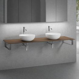 neoro n50 Slim-Konsolenplatte B: 180 cm mit 2 Waschtischen &Oslash; 40 cm wei&szlig; matt,, 2#BN0064WM+BN0409WL+BN0506BM+2#BN000003+2#BN000002,
