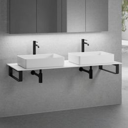 neoro n50 Slim-Konsolenplatte B: 160 cm mit 2 Waschtischen B: 58 cm wei&szlig; matt,, 2#BN0065WM+BN0405WH+BN0505WM+2#BN000005+BN000002,