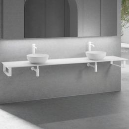 neoro n50 Slim-Konsolenplatte B: 240 cm mit 2 Waschtischen &Oslash; 45 cm wei&szlig; matt,, 2#BN0106WM+BN0407WM+BN0509WM+2#BN000004+3#BN000001,