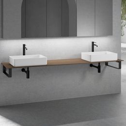 neoro n50 Slim-Konsolenplatte B: 220 cm mit 2 Waschtischen B: 58 cm wei&szlig; matt,, 2#BN0065WM+BN0415WL+BN0508BM+2#BN000005+3#BN000002,