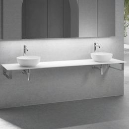 neoro n50 Slim-Konsolenplatte B: 220 cm mit 2 Waschtischen &Oslash; 40 cm wei&szlig; matt,, 2#BN0064WM+BN0415WM+BN0508WM+2#BN000003+3#BN000001,