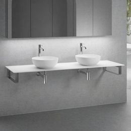 neoro n50 Slim-Konsolenplatte B: 180 cm mit 2 Waschtischen &Oslash; 45 cm wei&szlig; matt,, 2#BN0106WM+BN0409WH+BN0506WM+2#BN000003+2#BN000001,
