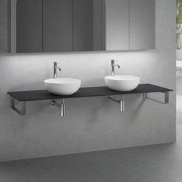 neoro n50 Slim-Konsolenplatte B: 180 cm mit 2 Waschtischen &Oslash; 45 cm wei&szlig; matt,, 2#BN0106WM+BN0409BM+BN0506BM+2#BN000003+2#BN000002,