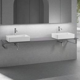 neoro n50 Slim-Konsolenplatte B: 220 cm mit 2 Waschtischen B: 58 cm wei&szlig; matt,, 2#BN0065WM+BN0415GR+BN0508BM+2#BN000003+3#BN000002,