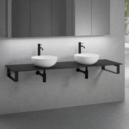 neoro n50 Slim-Konsolenplatte B: 180 cm mit 2 Waschtischen &Oslash; 40 cm wei&szlig; matt,, 2#BN0064WM+BN0409BM+BN0506BM+2#BN000005+2#BN000002,