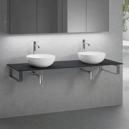 neoro n50 Slim-Konsolenplatte B: 160 cm mit 2 Waschtischen &Oslash; 45 cm wei&szlig; matt,, 2#BN0106WM+BN0405BM+BN0505BM+2#BN000003+BN000002,