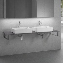 neoro n50 Slim-Konsolenplatte B: 180 cm mit 2 Waschtischen B: 58 cm wei&szlig; matt,, 2#BN0065WM+BN0409GR+BN0506BM+2#BN000003+2#BN000002,