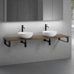 neoro n50 Slim-Konsolenplatte B: 180 cm mit 2 Waschtischen &Oslash; 45 cm wei&szlig; matt,, 2#BN0106WM+BN0409WL+BN0506BM+2#BN000005+2#BN000002,