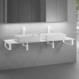 neoro n50 Slim-Konsolenplatte B: 180 cm mit 2 Waschtischen B: 58 cm wei&szlig; matt,, 2#BN0065WM+BN0409WM+BN0506WM+2#BN000004+2#BN000001,