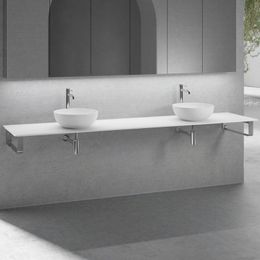 neoro n50 Slim-Konsolenplatte B: 240 cm mit 2 Waschtischen &Oslash; 45 cm wei&szlig; matt,, 2#BN0106WM+BN0407WM+BN0509WM+2#BN000003+3#BN000001,