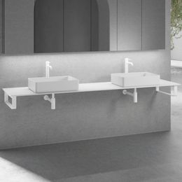 neoro n50 Slim-Konsolenplatte B: 240 cm mit 2 Waschtischen B: 58 cm wei&szlig; matt,, 2#BN0065WM+BN0407WH+BN0509WM+2#BN000004+3#BN000001,