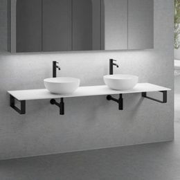 neoro n50 Slim-Konsolenplatte B: 180 cm mit 2 Waschtischen &Oslash; 40 cm wei&szlig; matt,, 2#BN0064WM+BN0409WM+BN0506WM+2#BN000005+2#BN000002,
