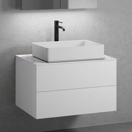 neoro n50 Unterschrank B: 80 cm mit 2 Ausz&uuml;gen, Waschtisch B: 58 cm wei&szlig; matt,, BN0065WM+BN0422WM+BN0402C1,