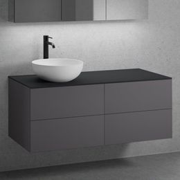 neoro n50 M&ouml;belanlage B: 120 cm mit 4 Ausz&uuml;gen, Waschtisch &Oslash; 40 cm wei&szlig; matt,, BN0064WM+2#BN0421GR+BN0404BM,