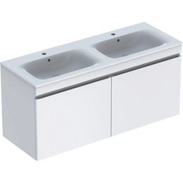 Geberit Renova Plan Set Doppelmöbelwaschtisch schmaler Rand mit 2 Schubladen und 2 Innenschubladen 130 cm