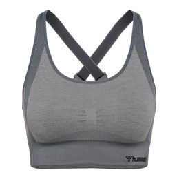 Hummel Sport-BH Damen Gr&ouml;&szlig;e L stone / graumeliert / schwarz