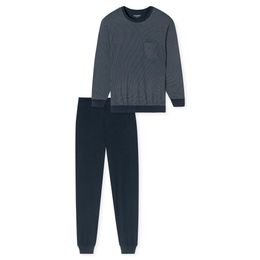 Schiesser Pyjama Herren Gr&ouml;&szlig;e 4XL dunkelblau / wei&szlig;
