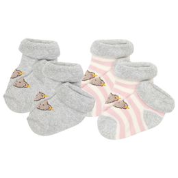Steiff Collection Socken M&auml;dchen Gr&ouml;&szlig;e 17/18 graumeliert / rosa / wei&szlig;