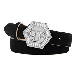 Philipp Plein G&uuml;rtel - G&uuml;rtel Hexagon - Gr. 75 - in Schwarz - f&uuml;r Damen
