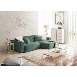 Ecksofa 3C CANDY, B:276cm H:72cm T:168cm, grün, 95% Polyester, 5% Nylon, Wohnzimmer, Sofas, "Matteo in elegant, kubischer Formensprache, bequem,