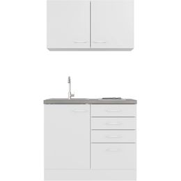K&uuml;chenzeile Flex-Well, B:100cm H:200cm T:60cm, wei&szlig;, Komplettk&uuml;chen-Sets, "Lucca", Breite 100 cm, mit Kochfeld und Sp&uuml;le, in weiteren Farben